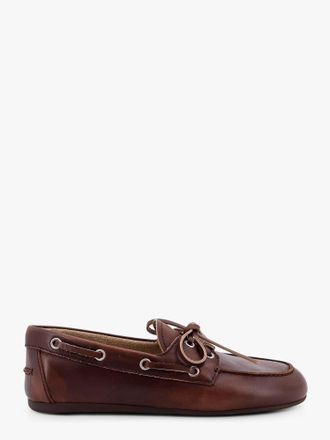 Miu Miu Leather loafers with lettering logo - MIU MIU - gender_Woman