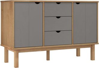 vidaXL Buffet otta Marron et gris 113,5x43x73 cm Bois massif pin