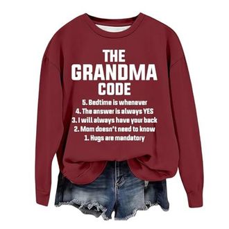 Generic Pull pour femme - Imprim&eacute; graphique - Haut surdimensionn&eacute; - Col rond - Manches longues - Automne - Hiver - D&eacute;contract&eacute; - Confortable - Tendance - Conf