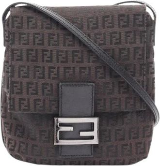 Fendi Pre-owned Sac bandouli&egrave;re en toile et cuir Zucchino - Femme - Pre-owned - Brun - Taille: ONE Size
