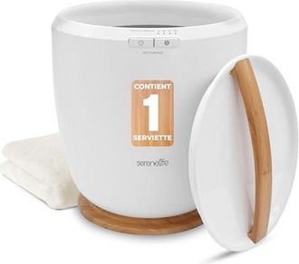 SereneLife Chauffe-Serviettes de Luxe pour Salle de Bain - Seau Chauffant avec Arrêt Automatique et Support pour Disque Parfumé - Chauffe 1 Grande Serviette - De