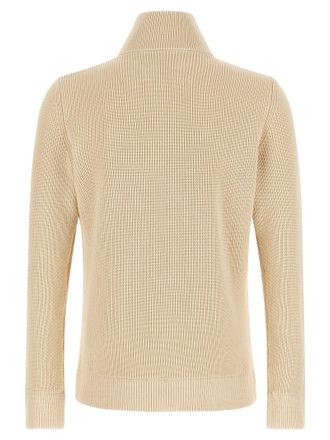 Maison Margiela Ribbed Wool-Cotton Knit Cardigan - Beige