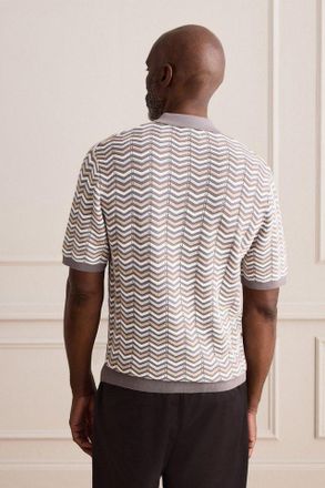 Next Poloshirt Gestricktes Zig Zag Strick-Poloshirt mit RV (1-tlg)