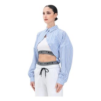Ga&euml;lle Paris Femme, Blouses et Chemises, Bleu, Taille: 38 FR Chemise Bleue &agrave; Rayures avec Top Int&eacute;gr&eacute;