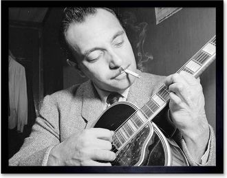 Wee Blue Coo Vintage Music Legend Guitar Player Django Reinhardt Art Print Framed Poster Wall Decor Kunstdruck Poster Wand-Dekor-12X16 Zoll