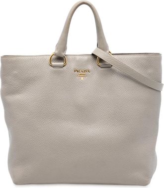 Prada Hobo Bags - Vitello Daino Open Convertible Tote - Gr. unisize - in Grau - f&uuml;r Damen