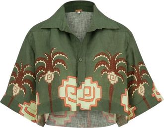 Johanna Ortiz Femme, Blouses et Chemises, Multicolore, Taille: 36 FR Green Cumbi Linen Shirt