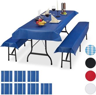 Relaxdays Relaxdays - 6 x Bierzeltgarnitur Auflage, 2 Biertisch Tischdecken 250x100cm, 4 Bierbankauflagen 250x55cm, Outdoor, abwaschbar, rot