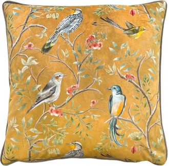 furn. Wylder Tropics Kissenbezug Vögel und Blumen 43 x 43 cm Gold Dekokissenbezug Heimdekoration Schlafzimmer
