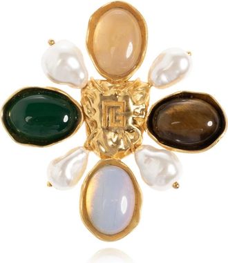 Balmain Femme, Accessoires, Jaune, Taille: ONE Size Broche Baroque en Pierres et Perles