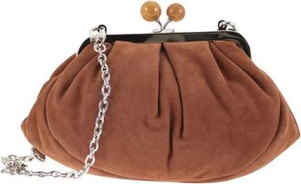 Max Mara Clutches - Ruched Suede Clutch With Marbled Beads - Gr. unisize - in Braun - f&uuml;r Damen