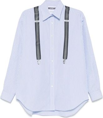 Moschino Femme, Blouses et Chemises, Bleu, Taille: 36 FR Chemise ray&eacute;e avec imprim&eacute; Trompe loeil