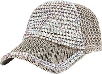 Generic Casquette de baseball r&eacute;glable en maille clout&eacute;e pour femme et homme - Casquette de sport d&eacute;contract&eacute;e brillante - Chapeau de soleil respirant - Petit