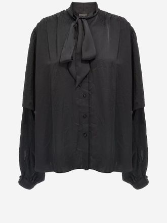 Balenciaga Womens Shirt With Bow Black Polyester