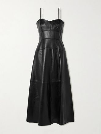 Ulla Johnson Robe Midi En Cuir Adelina - Noir