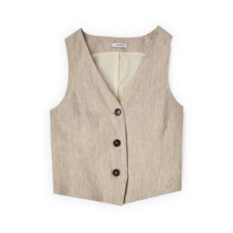 Motivi Gilet de tailleur en lin - Femme - Vestes - Beige - Taille: 38 FR