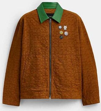 Coach Coach | Brain Dead Blouson Jackemit Rei&szlig;verschluss vorne f&uuml;r M&auml;nner in Braun, Gr&ouml;&szlig;e Mittel | Baumwolle