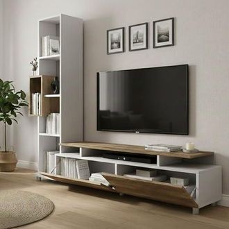 Dmora Wandregal Derufin 160x29,5x166,7 cm Wei&szlig; 8 Regale