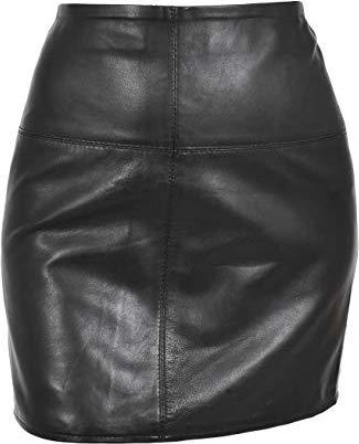 House Of Leather A1 FASHION GOODS Femmes Cuir Noir Vraiment Doux Mini-Jupe 16 De Long Chaud Sexy Soirée Club Usure Ivy (44)