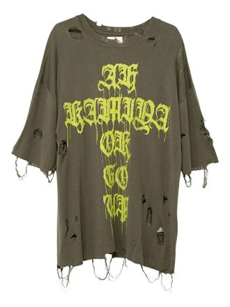 Bows & Arrows Distressed-T-Shirt mit Kreuz-Print - Gr&uuml;n
