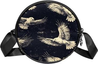 Generic Sac &agrave; bandouli&egrave;re Circle pour femme, petit sac &agrave; bandouli&egrave;re r&eacute;tro noir avec fermeture &eacute;clair, bretelles r&eacute;glables, sac &agrave; main rond d&eacute;contract&eacute; pour f