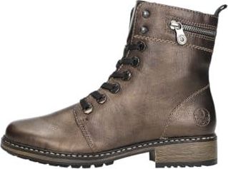 Rieker Bottines en cuir enduit bronze &agrave; talon d&eacute;croch&eacute; bas avec des lacets et un zip - Taille numeric_40