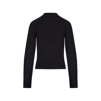 Dries Van Noten Ribbed Knit Mock Neck Sweater - Black