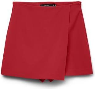 Vero Moda Vmmelina Hw Short Skort Solid Noos Jupe, Rouge High Risk, M Femmes
