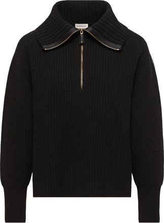 Moncler Moncler Pull Zipp&eacute; En Laine Et Cachemire, Femme, Noir, Taille: Xl