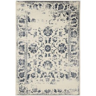 benuta Basic Teppich Suki - Creme/Blau 140x200 cm - Kunstfaser - Rechteckig & im Style: Vintage, Orient Style - Pflegeleicht für Wohnzimmer Schlafzimmer