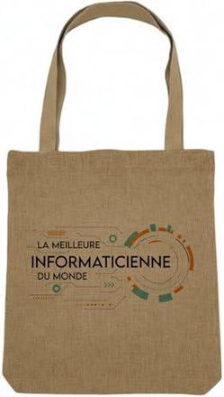 Fabulous Sac Shopping Tote Bag Aspect Lin - La Meilleure Informaticienne du Monde Informatique Ordinateur - Sac de Courses Toile Epaisse 360g Beige Naturel Cab