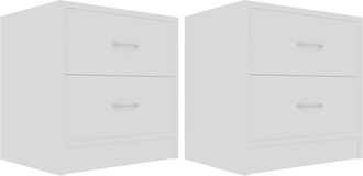 Generic Nachttisch mit 2 Schubladen, Nachtschrank, Nachtkommode, Nachtkonsole, Schlafzimmer Kommode, Schrank, Nachtschr&auml;nkchen, 40x30x40cm, Holzwerkstoff(Wei&szlig;