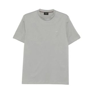 Brioni Homme, Tops, Gris, Taille: L T-Shirt Brod&eacute;e Col Rond