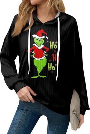 Generic Le Grinch Sweat A Capuche Femme Chaud The Christmas 2025 Polaire Adulte Sweatshirts Pulls Noël Vetement Moche Deguisement Sweet Pilou Costume De Femme