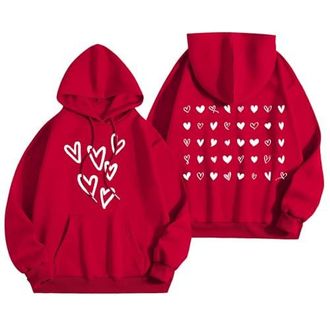 Generic Sweat &agrave; capuche imprim&eacute; tendance pour la Saint-Valentin 2026, Rouge, XXL