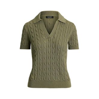 Ralph Lauren Polo en maille torsad&eacute;e - Femme - Tops - Vert - Taille: 40 FR