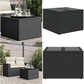 vidaXL Vidaxl - Table de jardin dessus en verre noir 55x55x37 cm r&eacute;sine tress&eacute;e - Table De Jardin - Table Ext&eacute;rieure - Mobilier De Jardin - Table Ronde