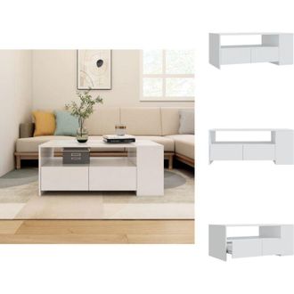 vidaXL Couchtisch Wei&szlig; 102x55x42 cm Holzwerkstoff - Couchtisch - Wohnzimmertisch - Holzt Tisch - Wei&szlig;er Couchtisch - Stauraum