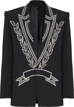 Balmain veste à ornements en cristal - Noir