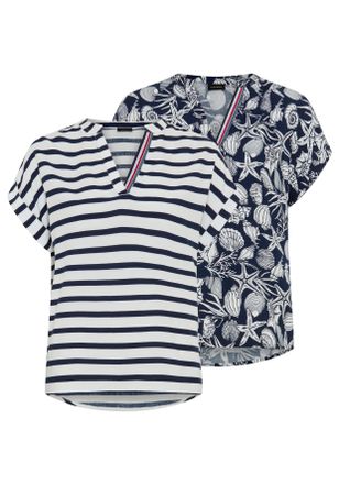Laura Scott Druckbluse LAURA SCOTT, Damen, Gr. 34, wei&szlig; bedruckt, Web, Obermaterial: 100% Viskose, bedruckt, Blusen Druckbluse, bedruckte Bluse, aus Viskose, femi
