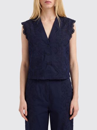 Momoni Blouse sans manches en coton ajour&eacute; avec broderies