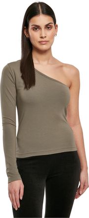 Urban Classics Damen Ladies Asymmetric Longsleeve Olive, XXL