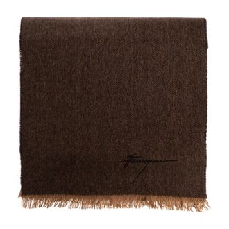 Ferragamo Kaschmirschal mit gesticktem Logo - - Accessories - Herren - Braun - ONE SIZE