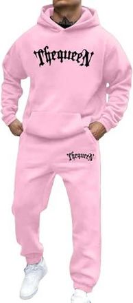 Generic Ensemble de surv&ecirc;tement pour homme avec imprim&eacute; lettres, manches longues, sweat &agrave; capuche, pantalon de surv&ecirc;tement ample, ensemble dentra&icirc;nement de jo