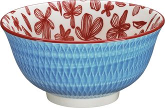 cilio Bowl AMICI Rauten Blau | Porzellan Schüssel | Gebrannt bei 1300 °C | Ramen Schüssel | Spülmaschinen- / mikrowellengeeignet | Glasierter Boden | Müslis