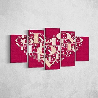 Homemania HM205PKNV-157 Herzbild, 5-teilig, für Wohnzimmer, Schlafzimmer, Mehrfarbig, Polyester, Holz, 100 x 3 x 60 cm