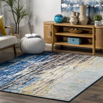 nuLOOM Waterfall Vintage Abstract Teppich, Blau, 152 cm x 243.8 cm