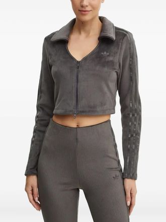 adidas Reißverschluss-Sweatshirt aus geripptem Velours - Grau