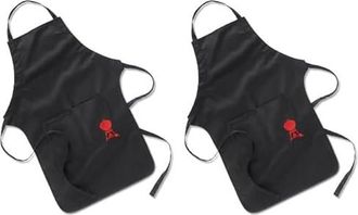 Weber Grillschürze - Lang, mit rotem Kettle Logo, Größe am Hals verstellbar, schützt Kleidung vor Flecken, aus reiner Baumwolle, waschmaschinenfest - Schwar