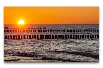 Paul Sinus Art Bilder XXL Ostsee Sonnenuntergang 120x70cm Wandbild auf Leinwand